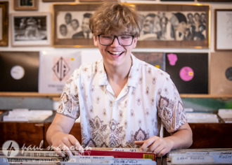 Senior Pictures with Vinyl Records - Peoples Records in Detroit